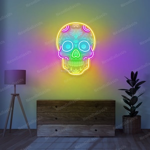 Sugar Skull Neon Sign Custom Sugar Skull Mexican LED Light Calavera ...