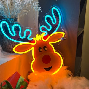 Christmas Neon Sign Reindeer Light up Reindeer Christmas Decoration ...