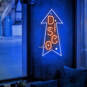 Disco Neon Sign Disco Arrow Decors Disco Sign Disco Bar Cart Decoration ...