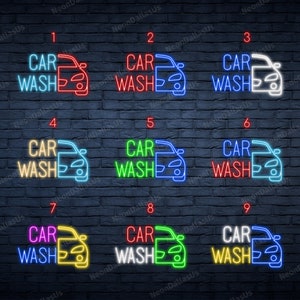 Car Wash Neon Sign Car Wash Garage Led Lights Custom Car Cleaning Sign ...