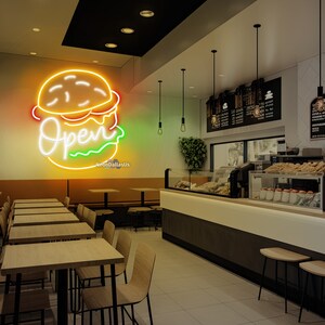 Custom Neon Sign BURGER Neon Open Sign LED Restaurant Sign Hamburger ...