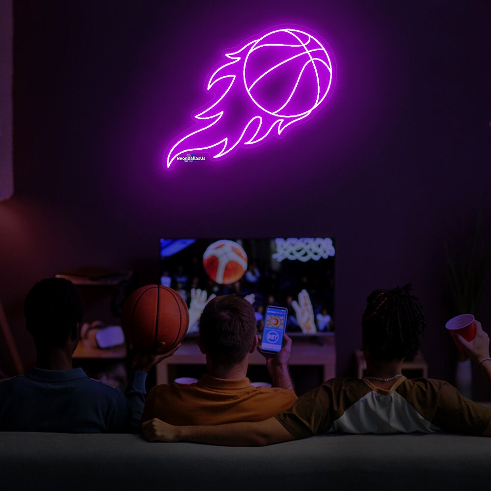 Basketball Neon Sign Basketball Fire Neon Custom Basketball Neon ...