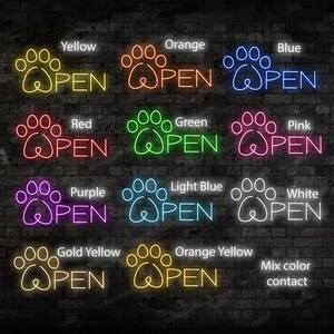 Open Paw Neon Sign Paw Open LED Sign Dog Paw Led Light Pet Neon Light ...