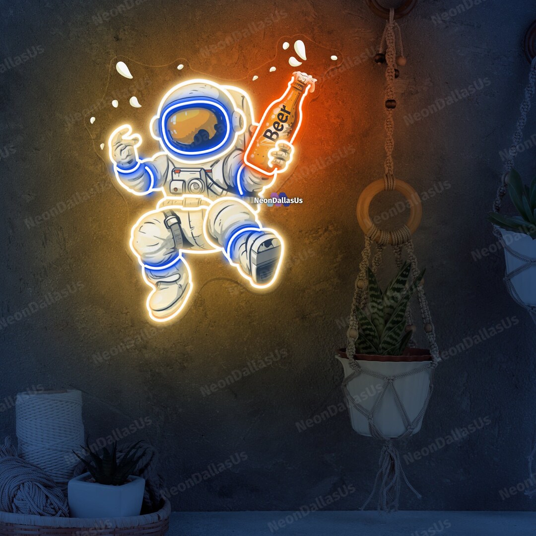 Astronaut Beer Neon Sign Astronaut LED Lights Spaceman Neon Sign ...