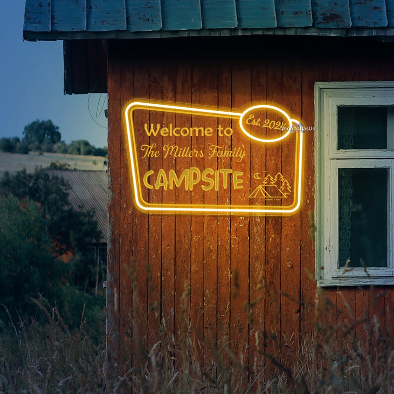Welcome to Campsite Happy Camper Neon Sign Custom Campsite Personalized ...