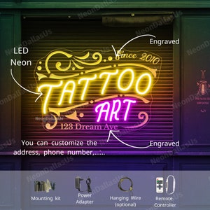 Tattoo Art LED Sign Tattoo Neon Sign Custom Tattoo Studio Signs Tattoo ...
