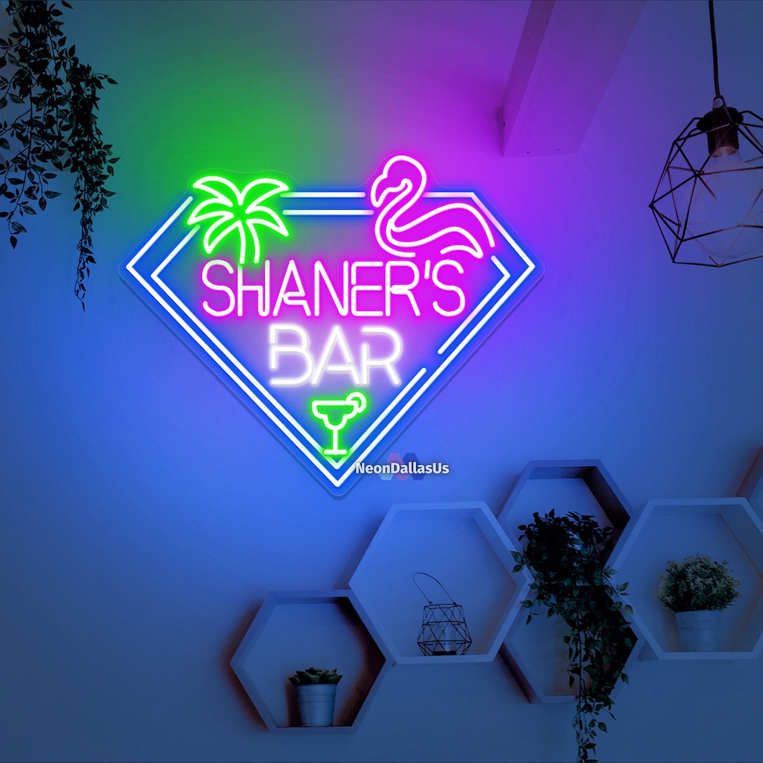 Flamingo Sign Custom Neon LED Sign Pool Bar Decor Customized Palm Tree ...