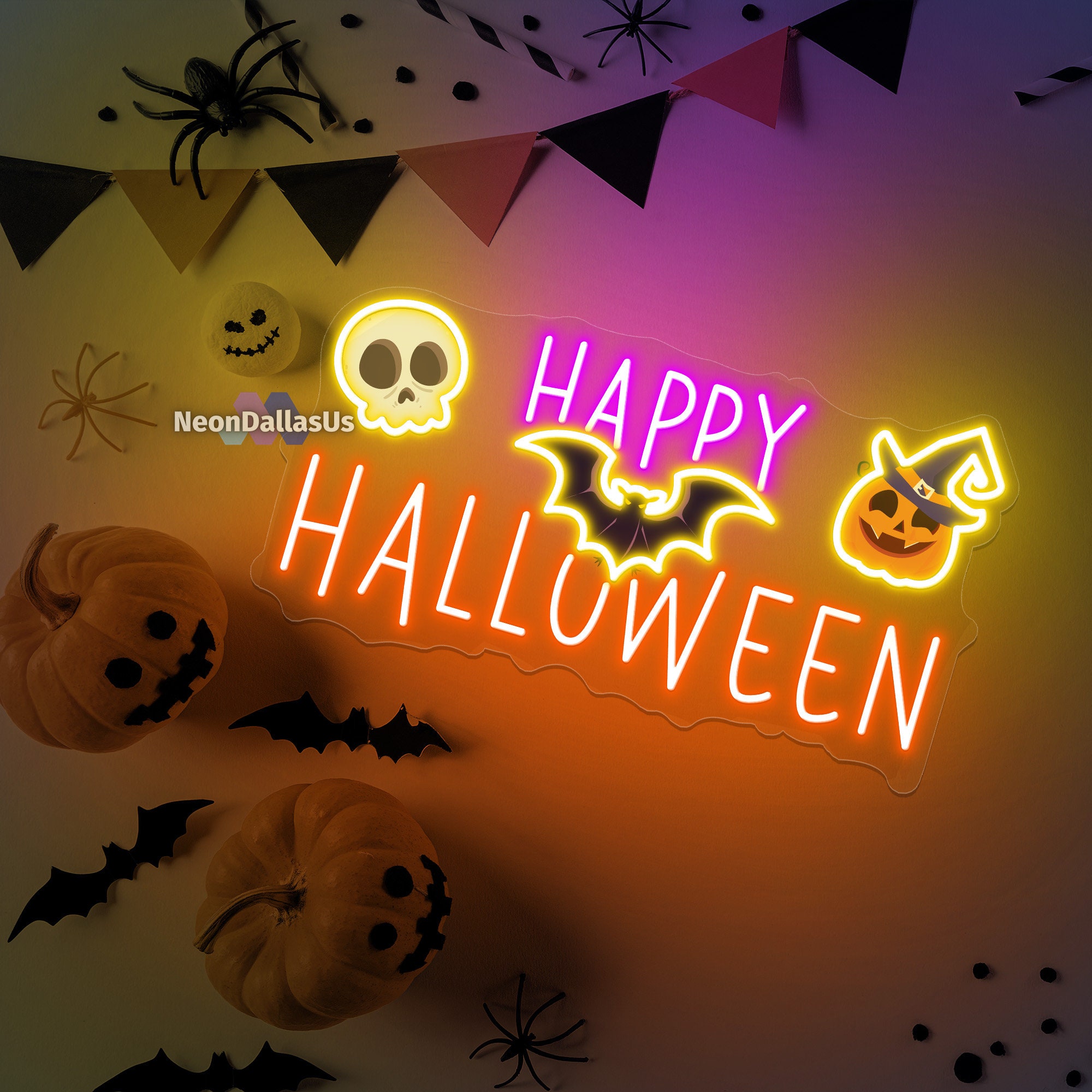Halloween Neon Sign Happy Halloween Neon Sign Halloween Pumpkin Neon ...
