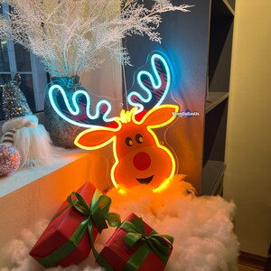 Christmas Neon Sign Reindeer Light up Reindeer Christmas Decoration ...