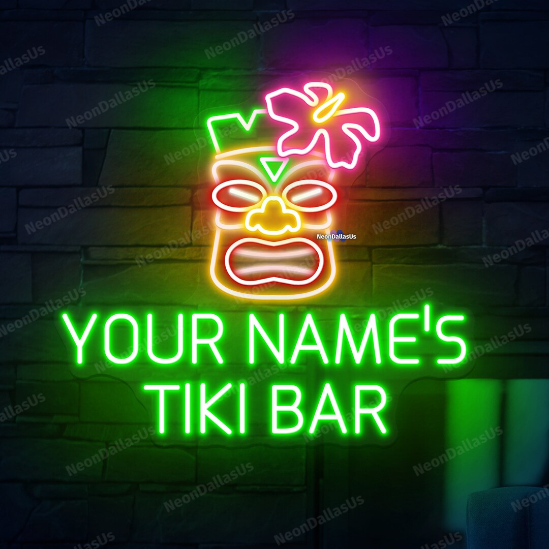 Personalized Tiki Bar Neon Sign Custom Tiki Bar Tiki Hut Tiki Lounge ...