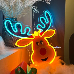 Christmas Neon Sign Reindeer Light up Reindeer Christmas Decoration ...