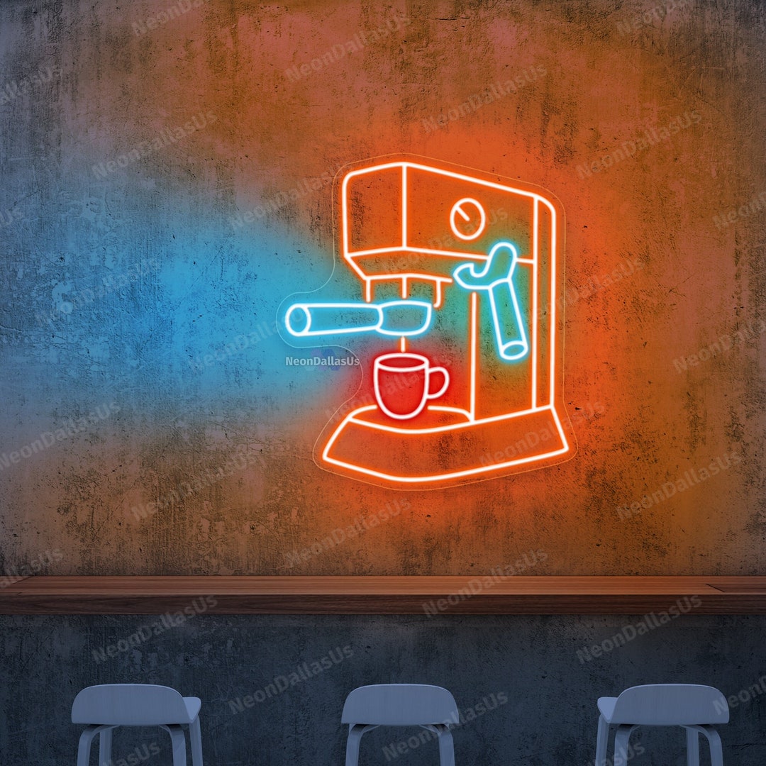 Coffee Machine Neon Sign Coffee Bar Sign LED Light Coffee Shop Decor ...