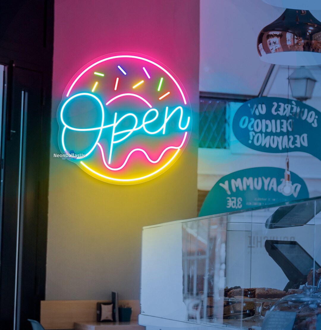 Donut Open Neon Sign Donut LED Lights Donut Shop Neon Sign Custom Donut ...