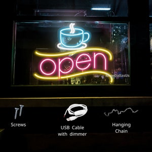 Coffee Open Sign Coffee Cup Neon Sign Coffee Neon Light Sign Neon Sign ...