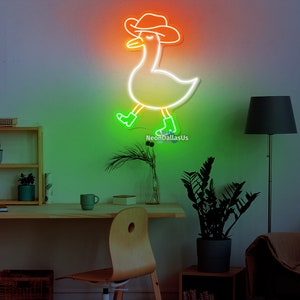 Cowboy Goose Neon Sign Cowboy Duck Decoration Western Duck Light Sign ...