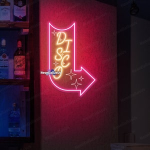 Disco Sign Disco Neon Sign Disco Decor Disco Bar Cart Decor Disco ...