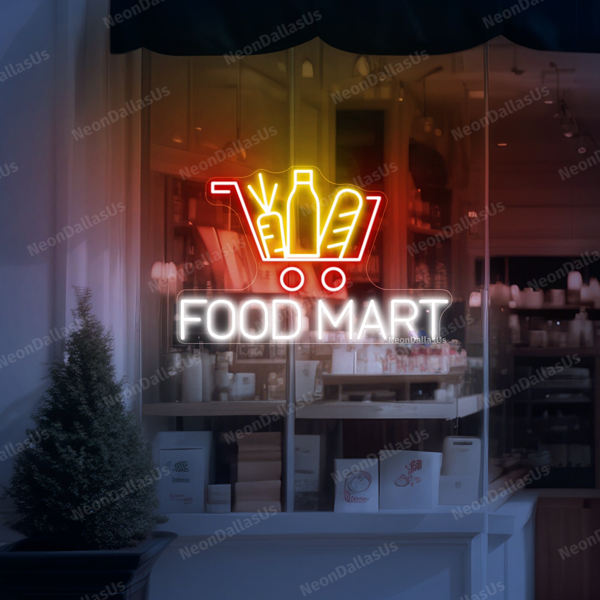Food Mart Neon Sign Supermarket Neon Sign Grocery LED Light Food Store ...