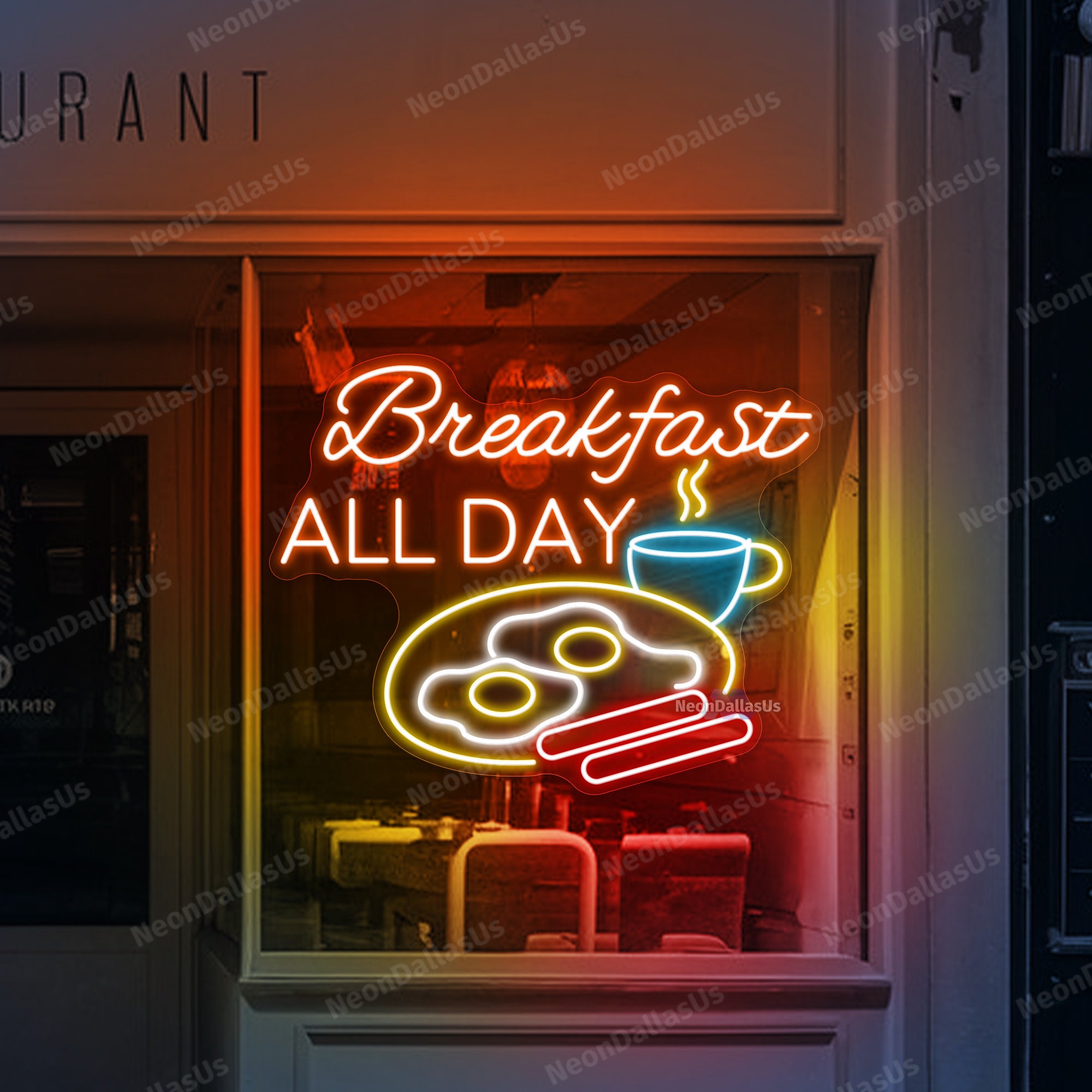Breakfast All Day Neon Sign Breakfast All Day Sign Breakfast LED Light ...