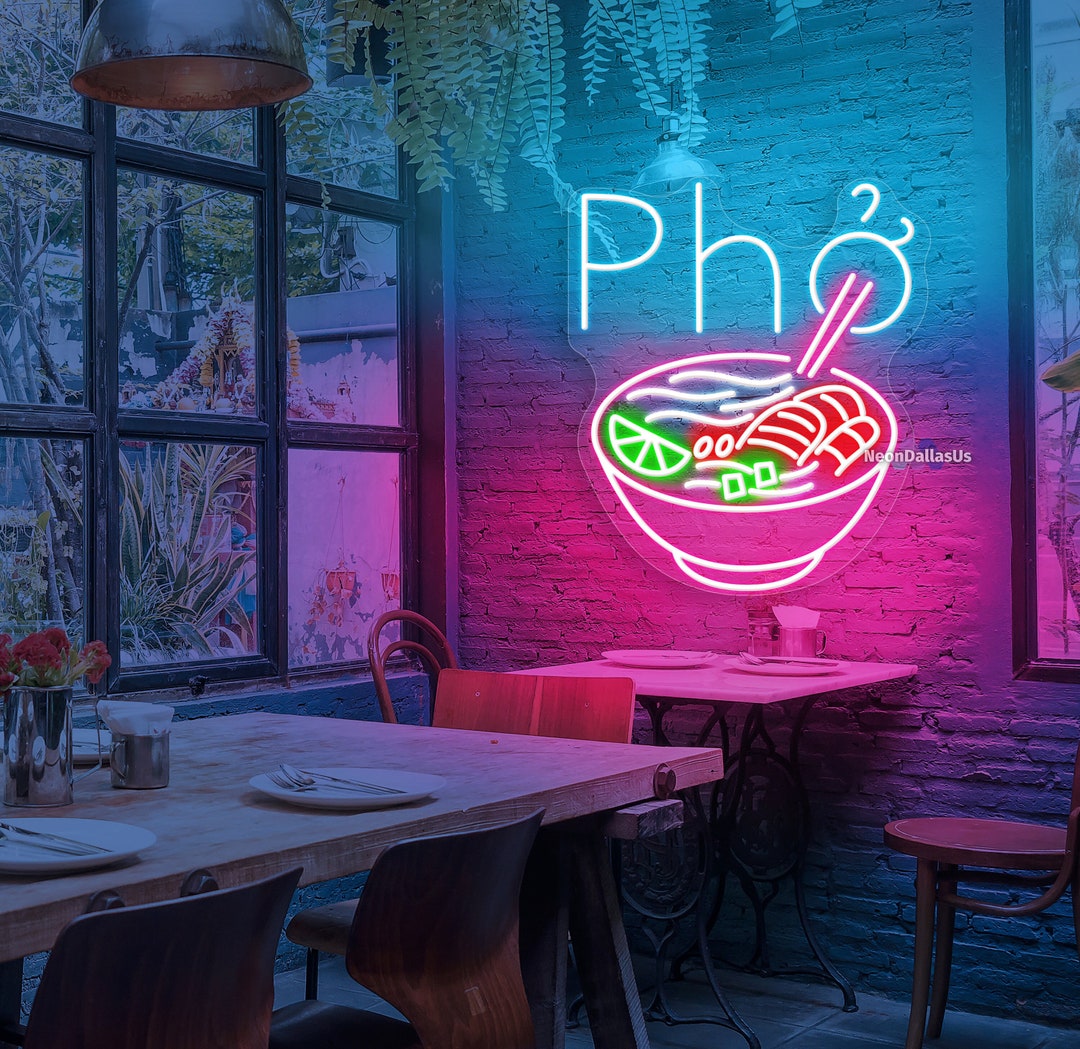 Pho Neon Sign Pho Noodles Led Sign Noodle Bowl Led Light Pho Open ...