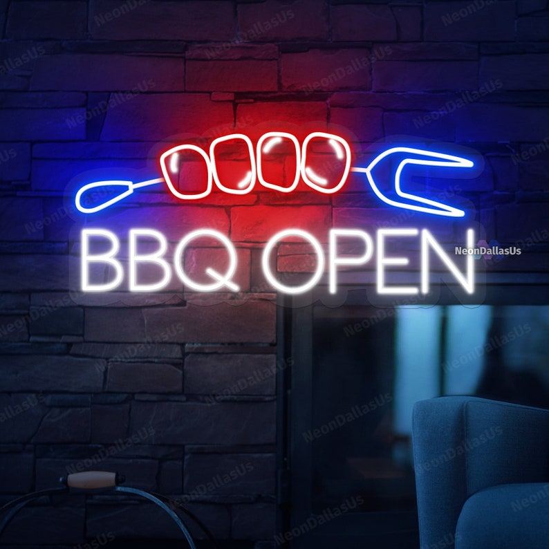 BBQ Open Neon Sign BBQ Neon Sign BBQ Led Light Custom Neon Signs Bar ...