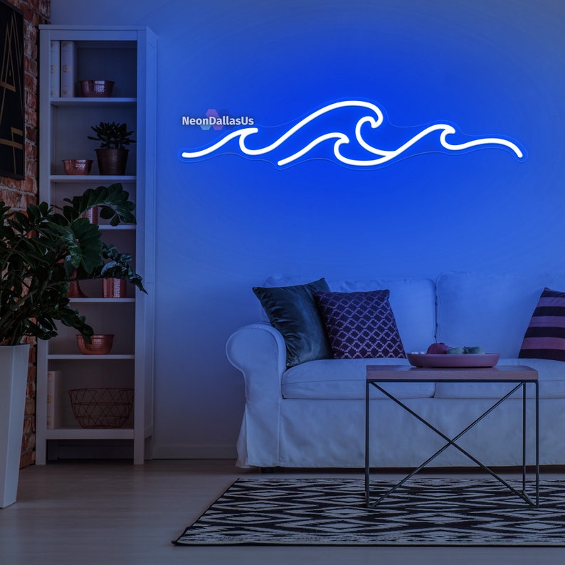 Wave Neon Sign LED Neon Sign Wave Wall Decor Beach House Wall Sign Sea ...