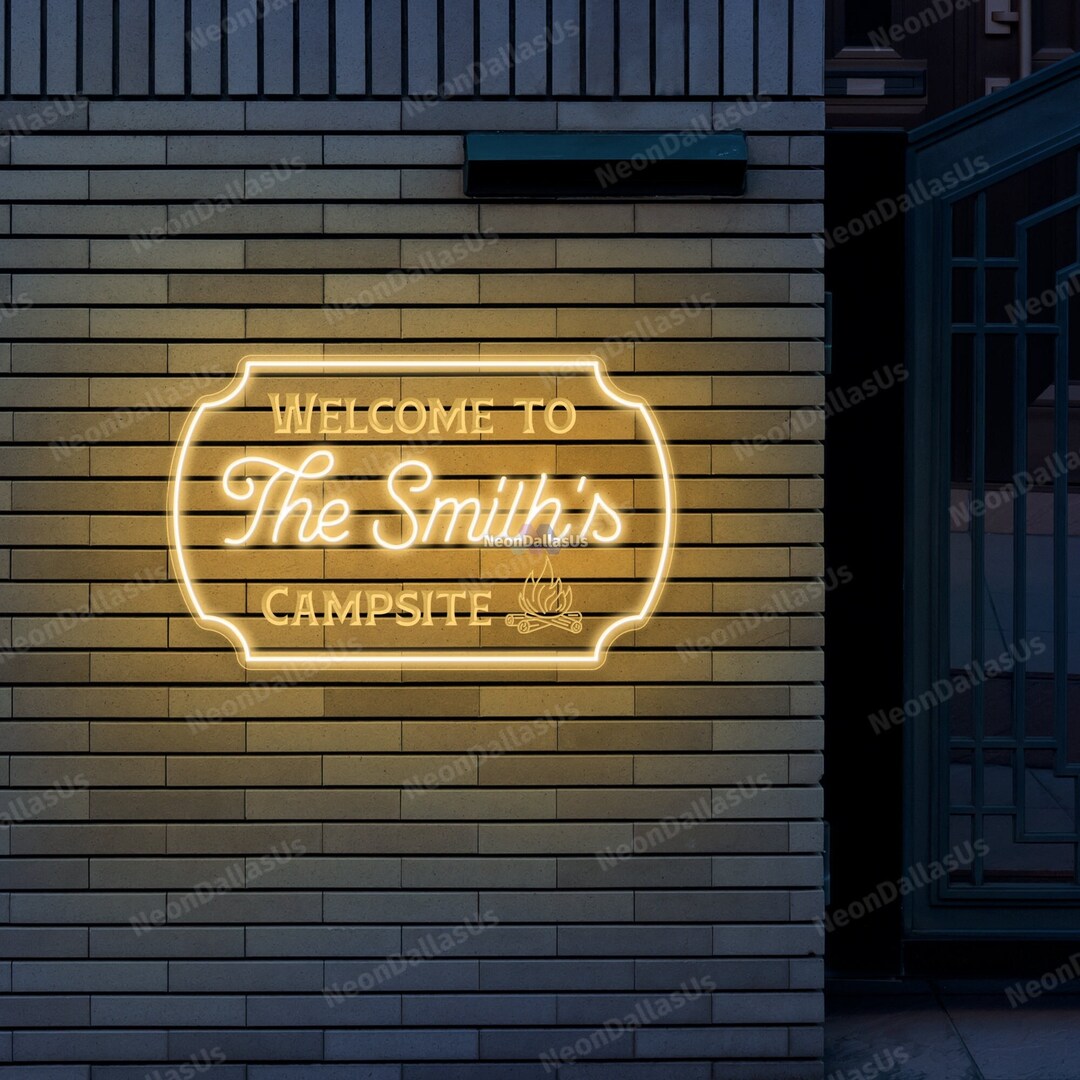 Campsite Neon Sign Custom Camping Sign Welcome to Campsite Personalized ...