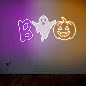 Boo Neon Sign Halloween Neon Sign Halloween Party Decor Halloween Gift ...