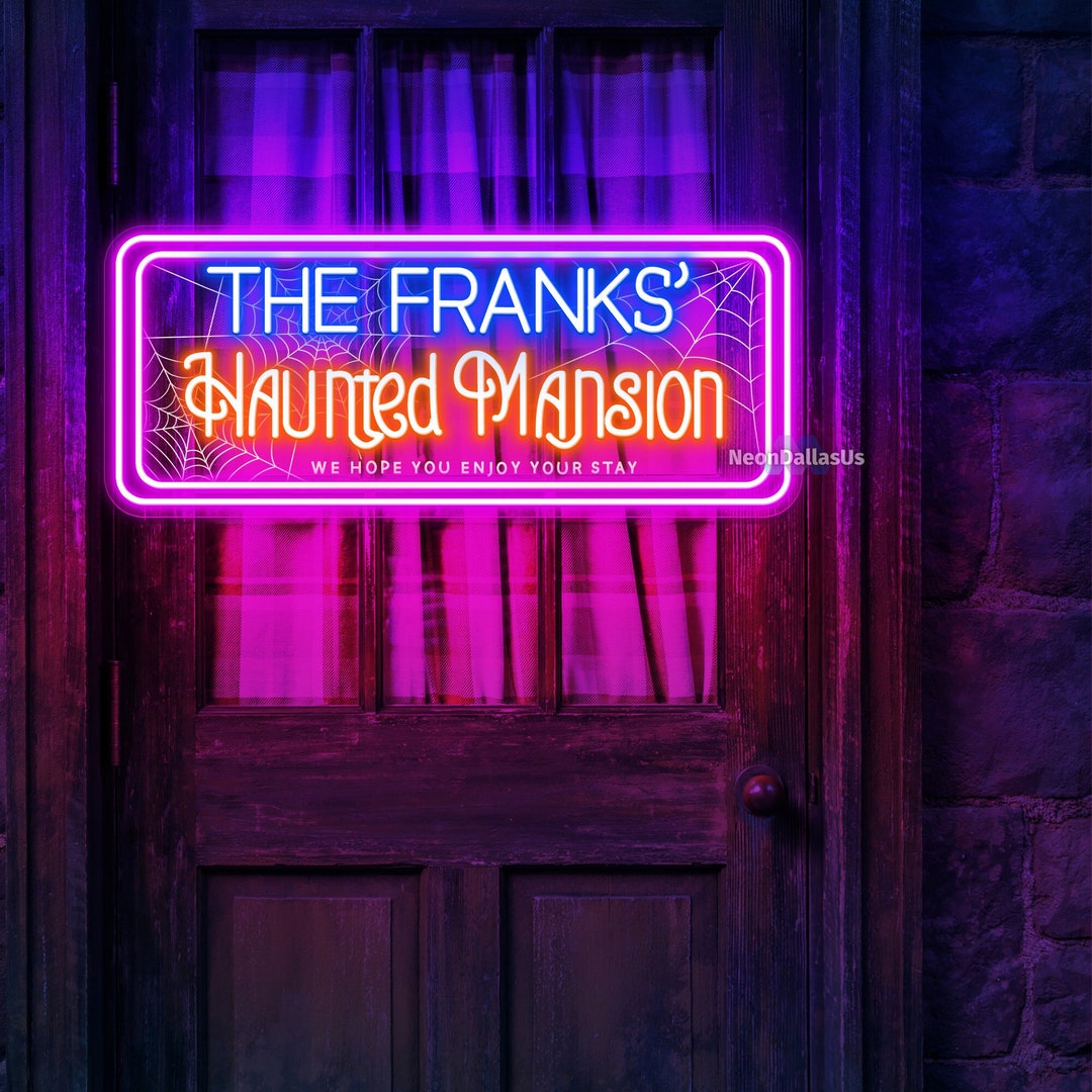Haunted House Sign Personalized Scary Mansion Neon Sign Custom ...