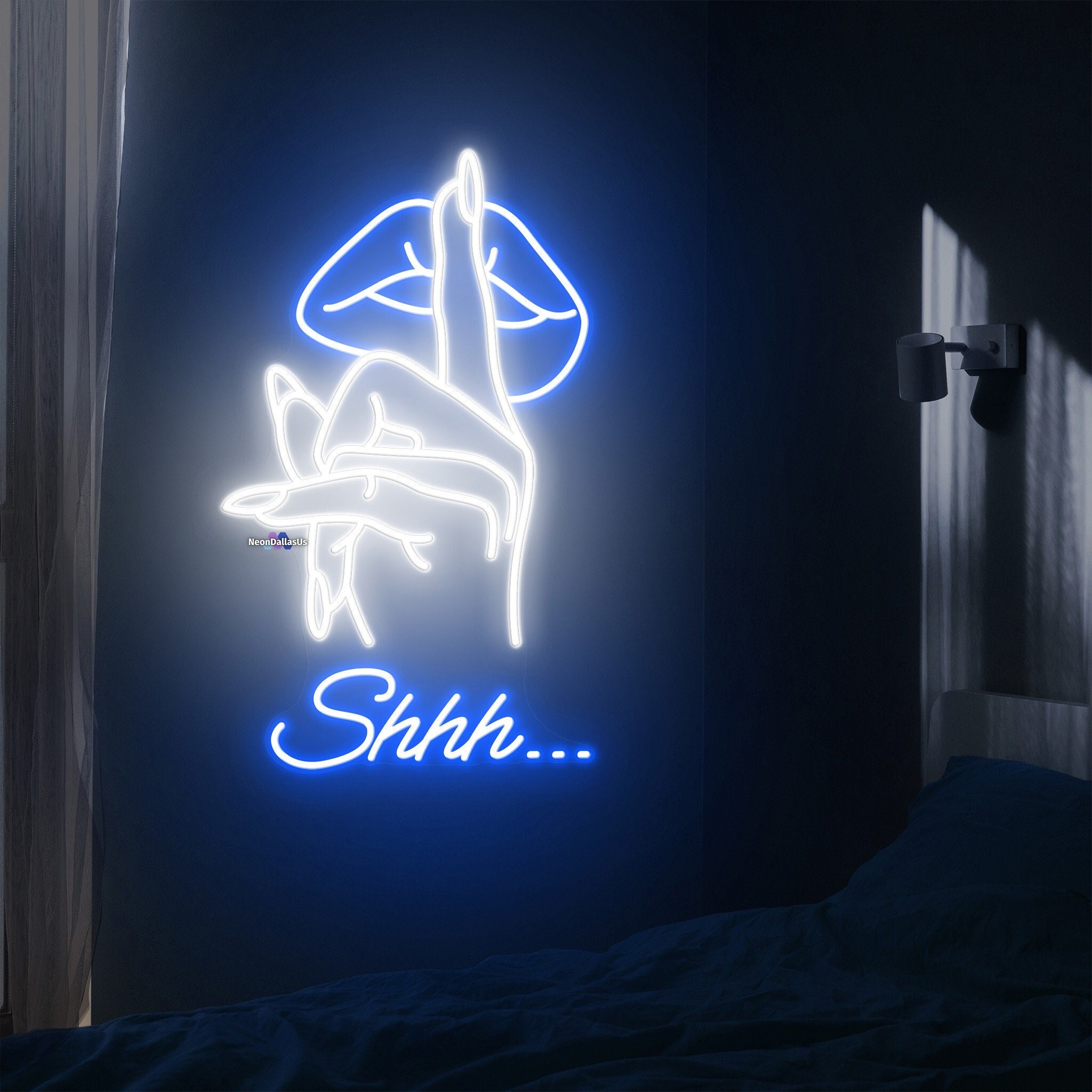 Shhh Neon Sign Lips and Finger Neon Sign Shhh Finger Sign Lips Custom ...