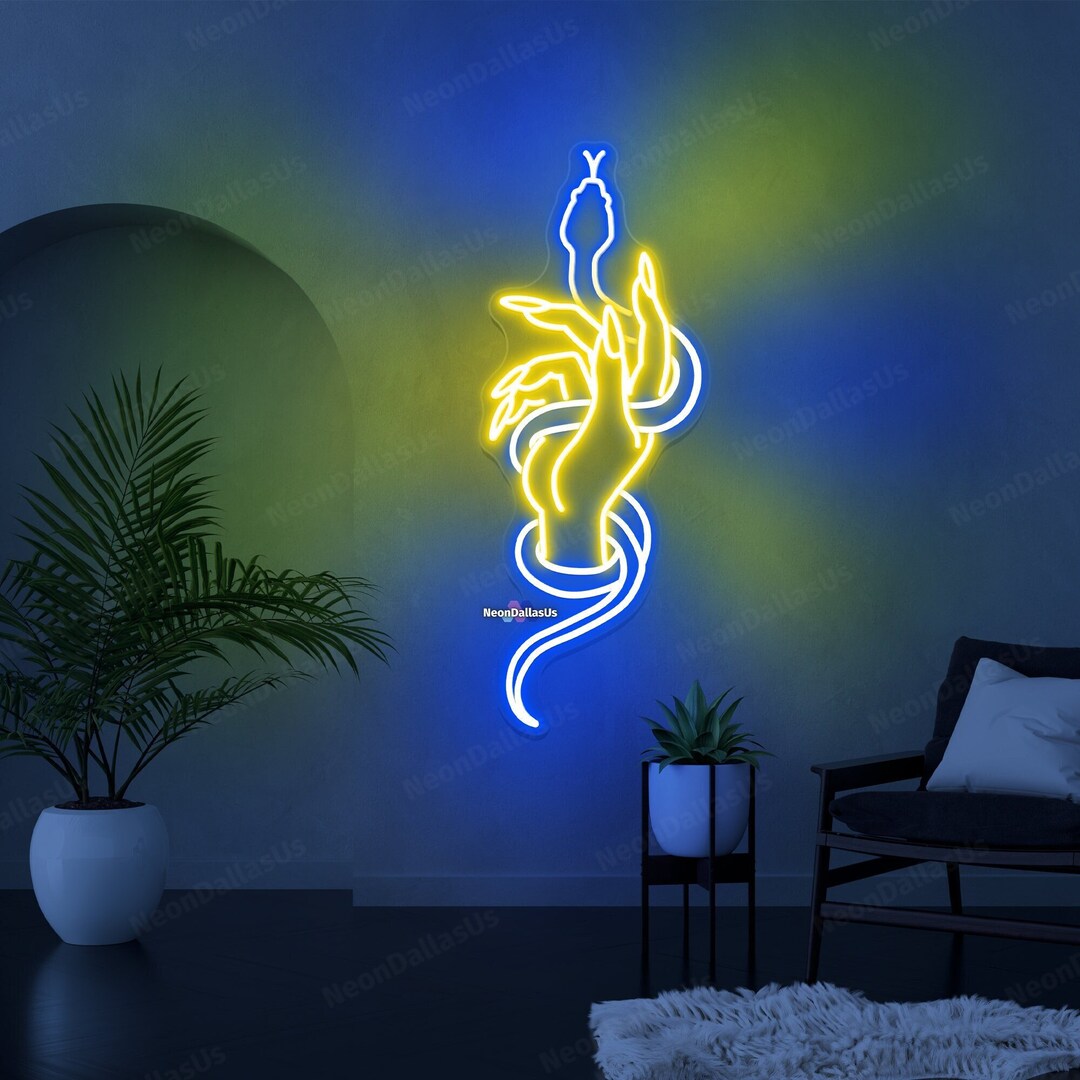 Hand Holding Snake Neon Lights Hand With Snake Led Sign Hand Snake Neon ...