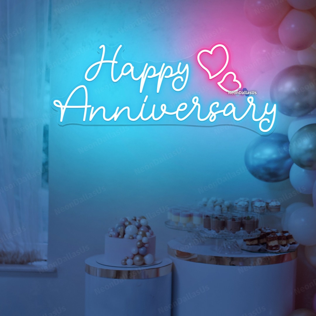 Happy Anniversary Neon Sign Happy Anniversary LED Light Happy ...