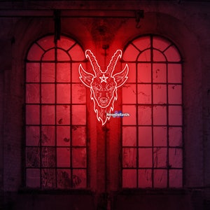 Baphomet Neon Sign Gothic Dark Led Decor Black Goat Led Light Satan ...
