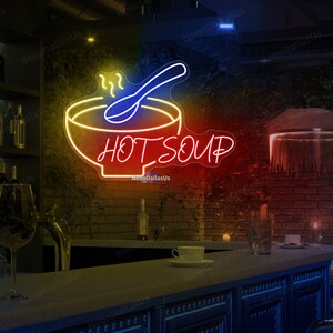 Hot Soup Neon Sign Hot Soup LED Neon Light Soup Wall Art Restaurant ...