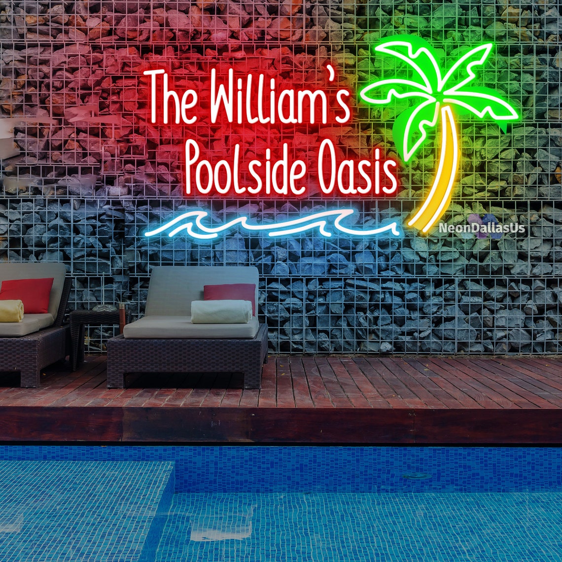Poolside Sign Custom Neon LED Sign Pool Bar Decor Customized - Etsy