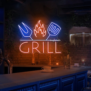 Grill Neon Sign Bar and Grill Neon Light BBQ LED Sign Barbecue Neon ...