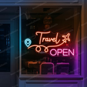 Travel Open Neon Sign Travel Open Neon Light Travel LED Lights Travel ...