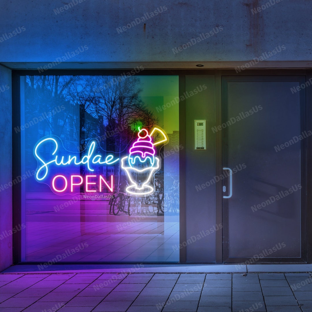 Ice Cream Sundae Bar Sign Sundae Neon Sign Ice Cream LED Sign Ice Cream ...