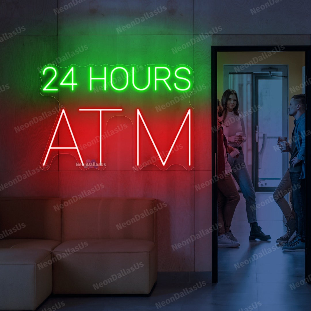 ATM 24 Hours Neon Sign ATM Neon Lights Atm Led Sign ATM Signs for Business Atm Wall Art Atm ...