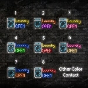 Laundry Open Neon Sign Laundromat Led Sign Washing Machine Light Sign ...