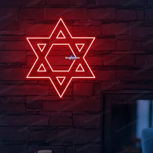 Jewish Star of David Neon Sign Jewish Symbol Led Lights Jewish Star ...