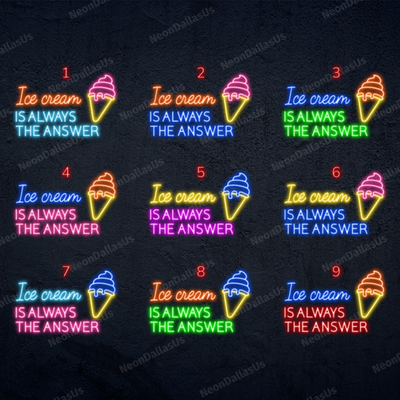 Ice Cream is Always the Answer Neon Sign Ice Cream Neon Light Ice Cream ...