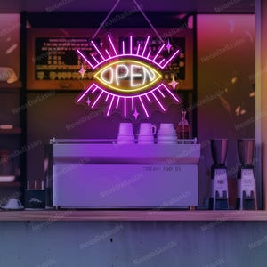 Lighted Open Sign Business Open Sign Light up Open Sign Eye Open Sign ...