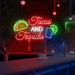 Custom Tacos and Tequila Neon Sign Tequila LED Light Mexican Tacos Sign ...