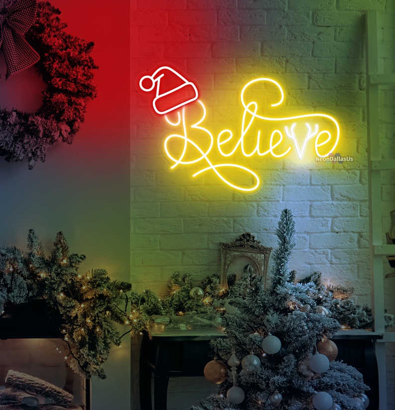 Believe Sign Custom Merry Christmas Decor Lighted Believe Neon LED ...