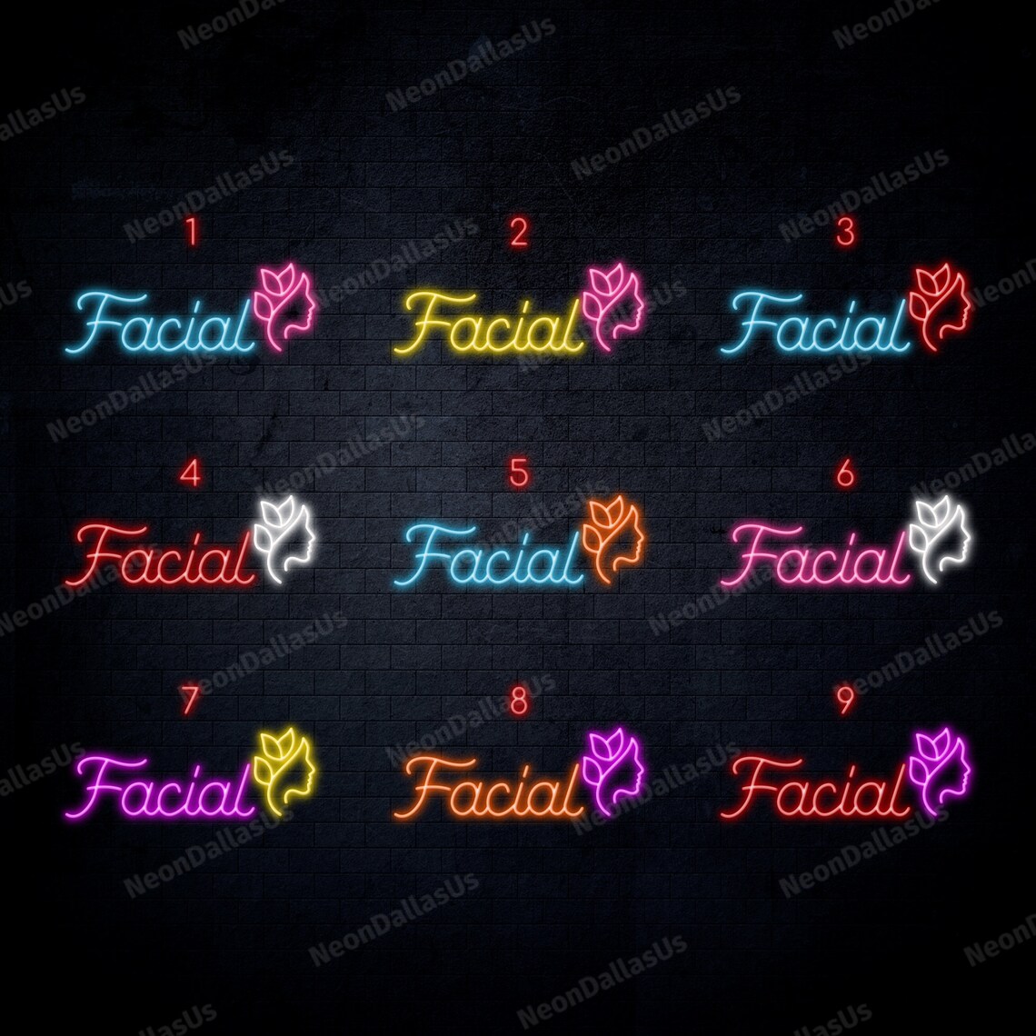 Facial Sign Facial Neon Sign Facial Skin Care Beauty Salon Shop Home ...