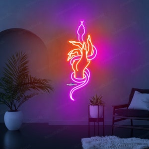 Hand Holding Snake Neon Lights Hand With Snake Led Sign Hand Snake Neon ...