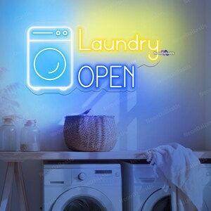Laundry Open Neon Sign Laundromat Led Sign Washing Machine Light Sign ...