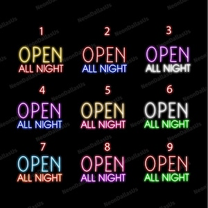 Open All Night Sign Open Sign for Business Open Neon Sign Bar Open Sign ...