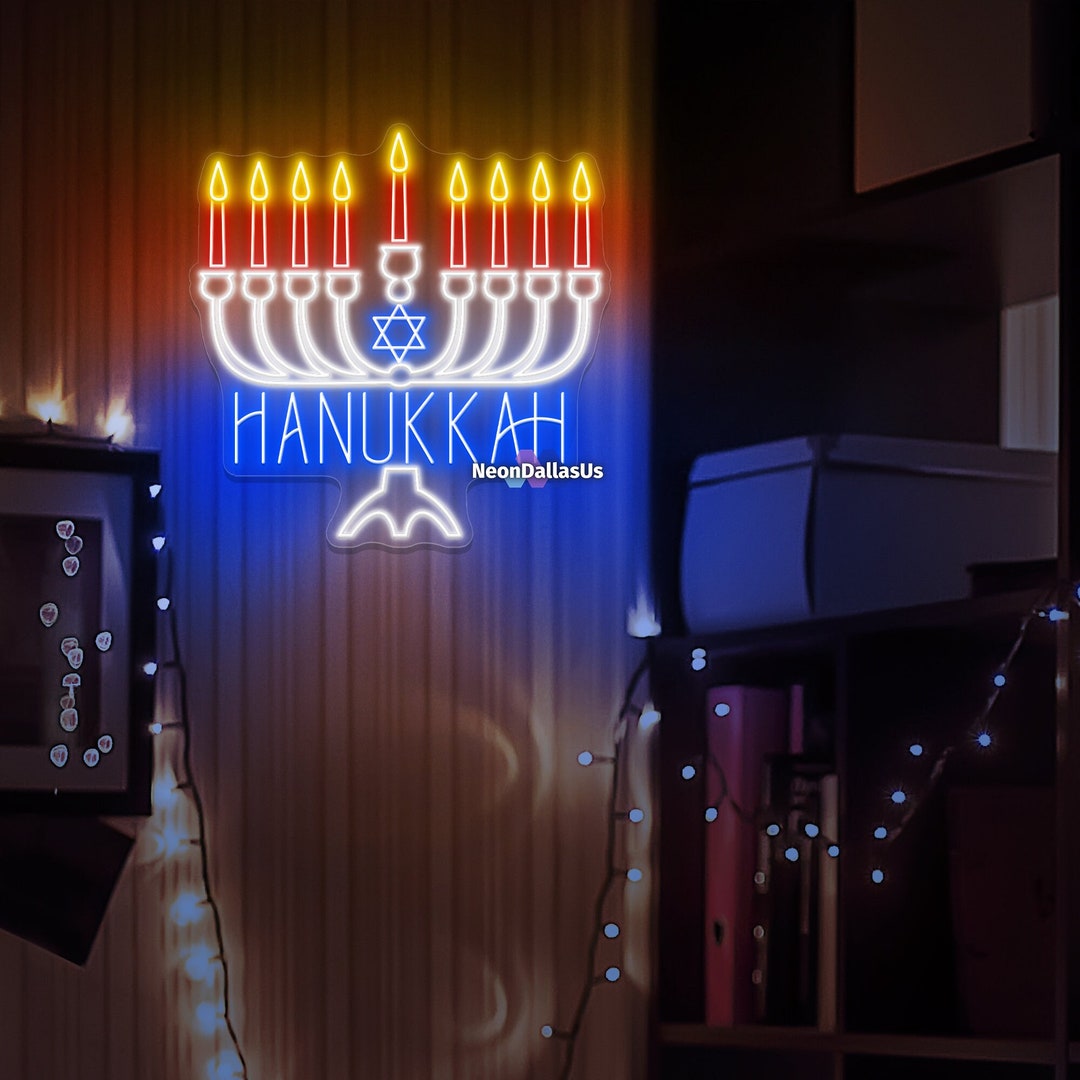 Hanukkah Decor Hanukkah Neon Sign Hanukkah LED Light Menorah Chanukah ...