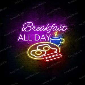 Breakfast All Day Neon Sign Breakfast All Day Sign Breakfast LED Light ...